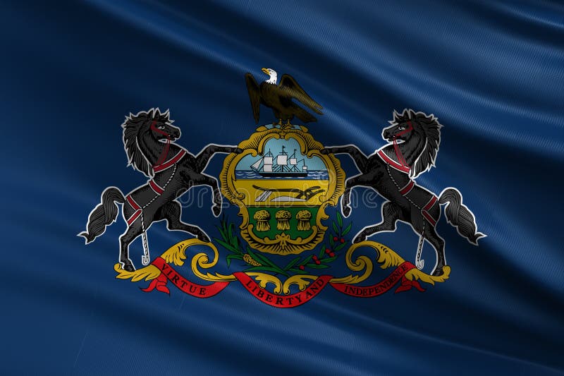 Pennsylvania Flag with Fabric Texture, Official Colors, 3D Illustration ...
