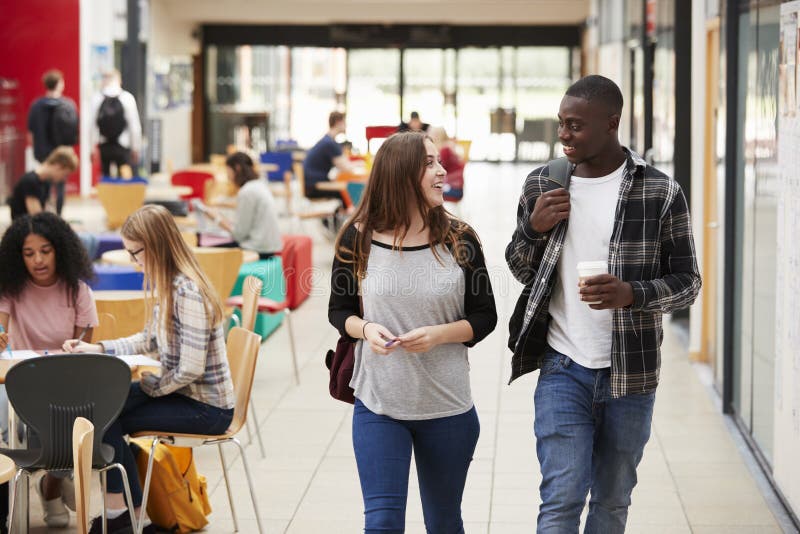 Communal Area of Busy College Campus with Students Stock Photo - Image ...