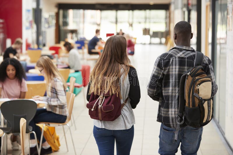 Communal Area of Busy College Campus with Students Stock Image - Image ...