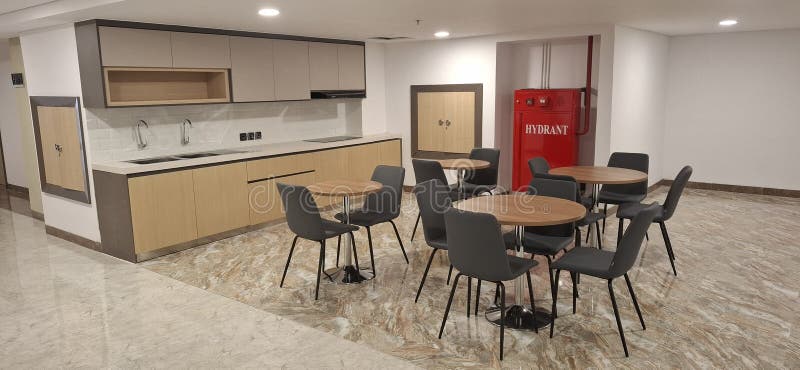 Communal Dining Area Equipped with Fire Extinguisher Stock Image ...