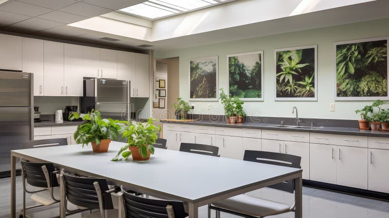 Communal Empty Office Kitchen Stock Illustration - Illustration of ...