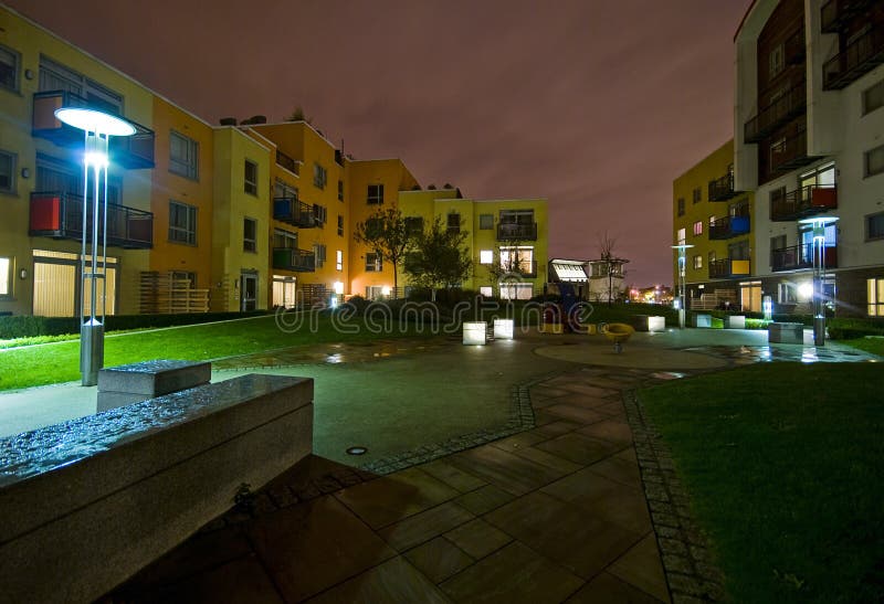 Backyard Garden Path at Night Stock Image - Image of plant, nature ...
