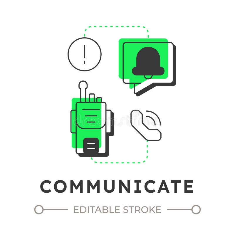 Communicate Flat Outline Concept Icon Stock Illustration - Illustration ...