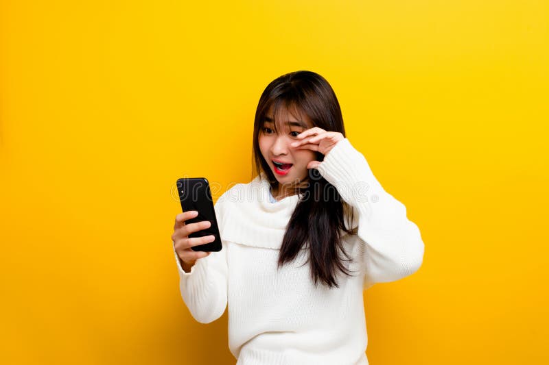 Online with Close Friends. Show a Shocked Expression Happy Chatting ...