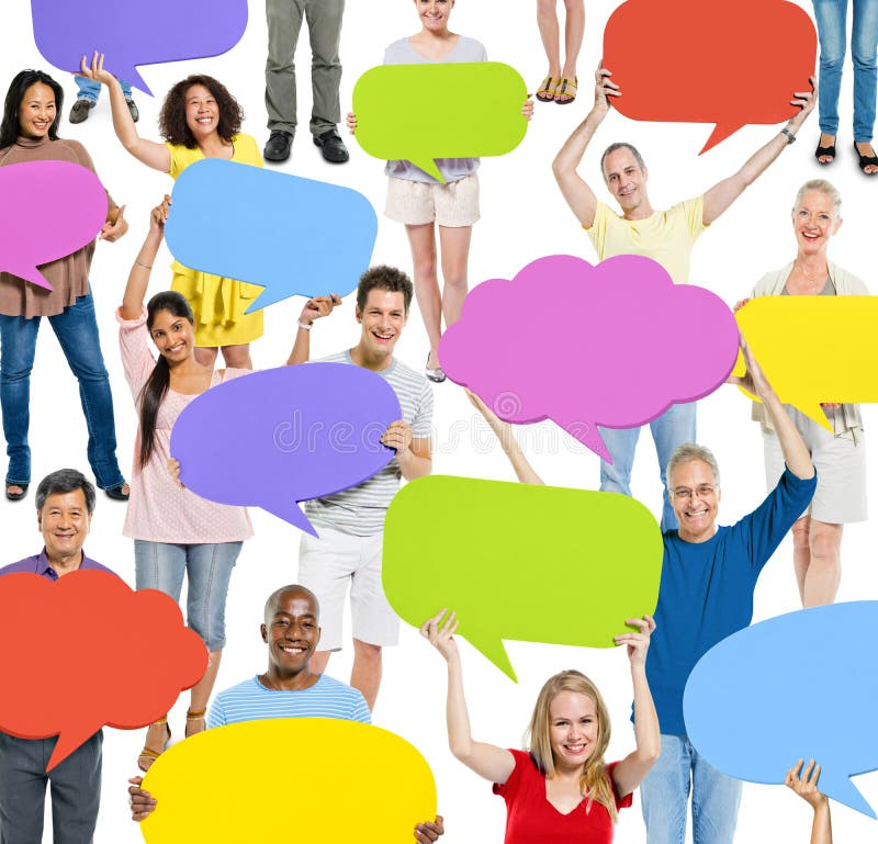 Communicated Group of People with Speech Bubbles Stock Image - Image of ...