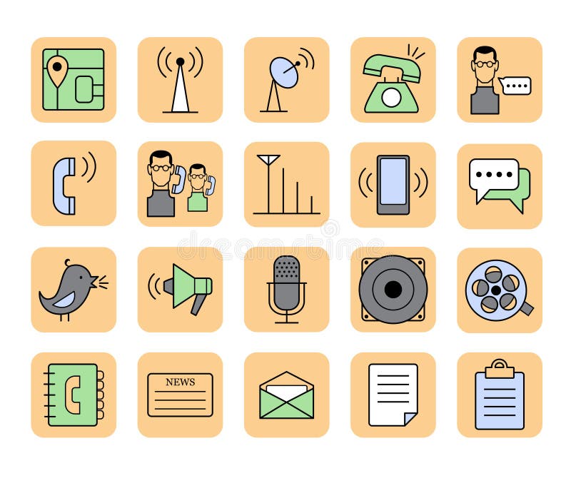 Communicatie pictogrammen vector illustratie. Illustration of document ...