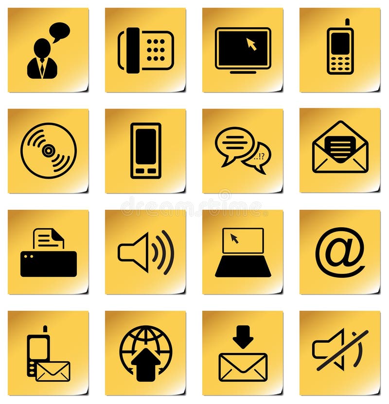 Communicatie-icoonset vector illustratie. Illustration of middel - 16868025