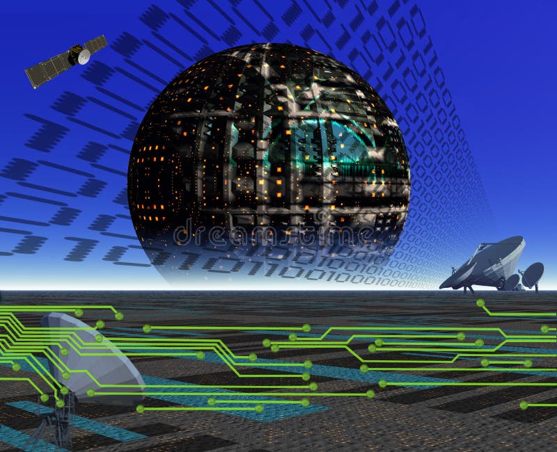 Orbiting High Tech Space Communication Satellite Telecommunication ...