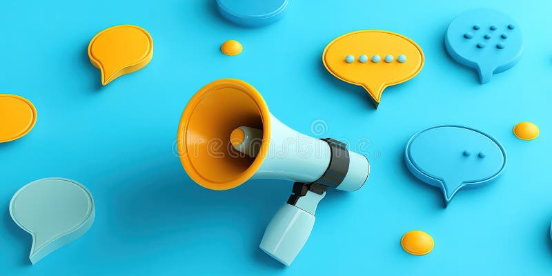 Communicating Ideas with a Megaphone among Colorful Speech Bubbles in a ...