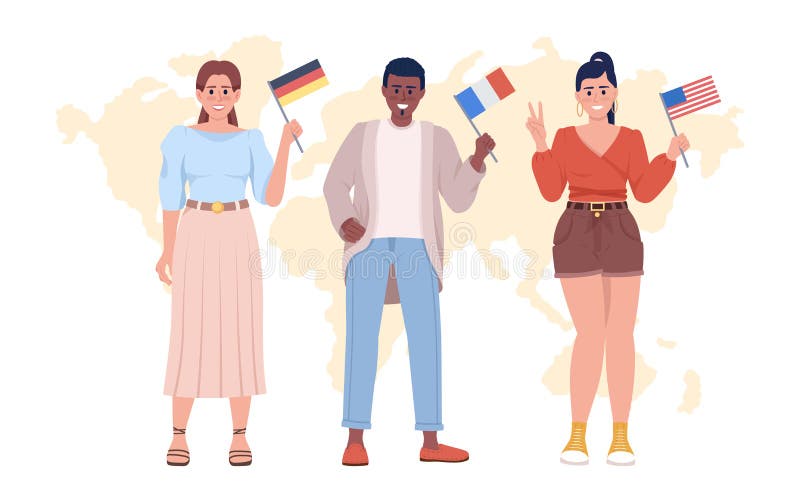 Communicating with Native Speakers 2D Vector Isolated Illustration ...