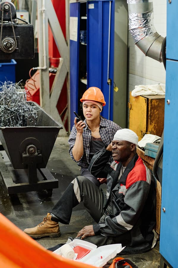 Communicating on Worksite with Team Members Stock Image - Image of ...