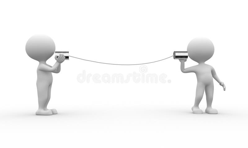 3d People Communication Metallic Tin Can Phone Concept Stock ...