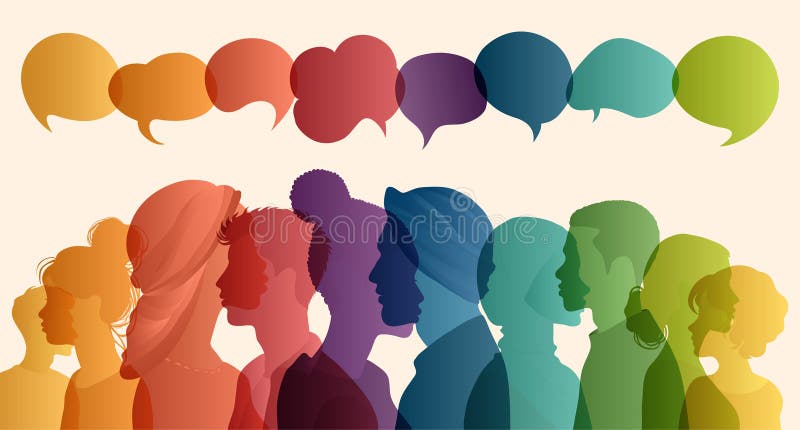 Communication. Multicultural Dialogue Represented by Colored Silhouette ...