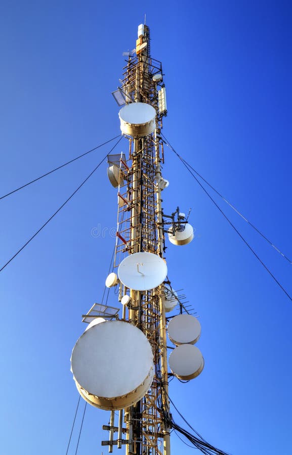 Communication Antenna Tower Stock Image - Image of satellite, aerial ...