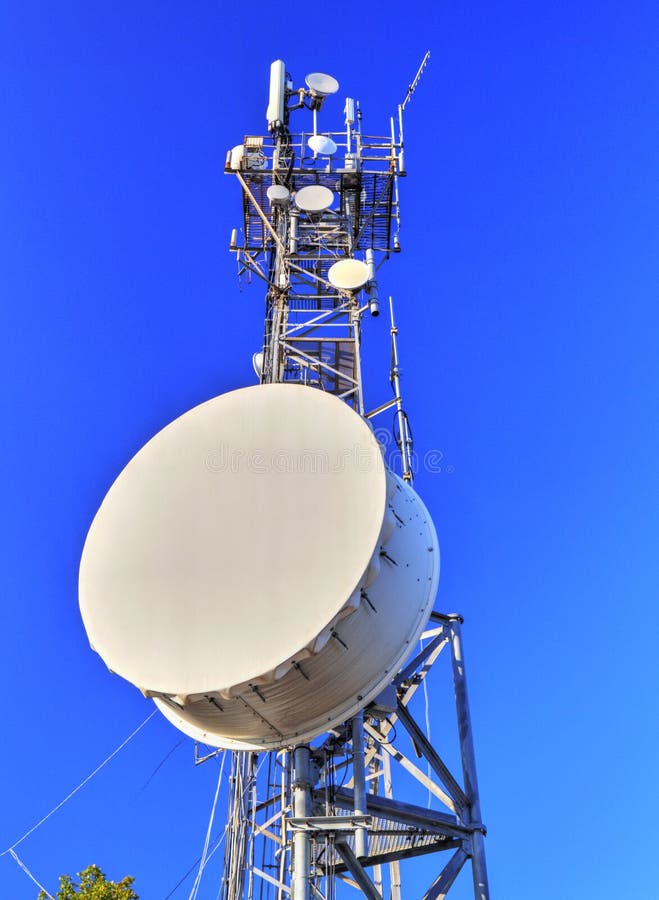 Communication Antenna Tower Stock Photo - Image of blue, microwave ...