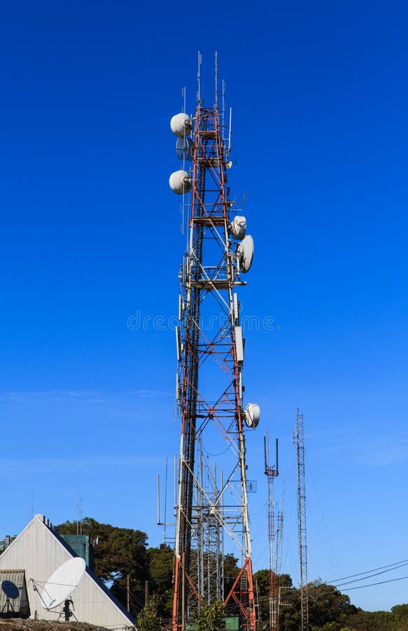 Communication Antenna Tower Center. Stock Image - Image of mast, metal ...