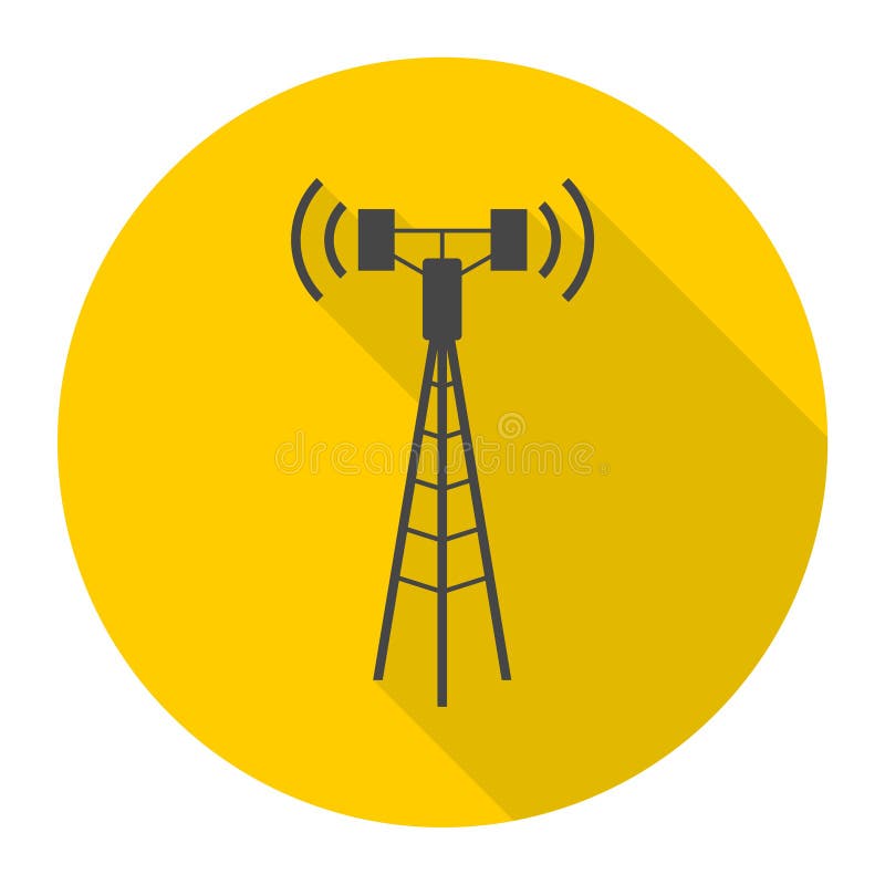 Communication Antenna Tower Icon with Long Shadow Stock Illustration ...