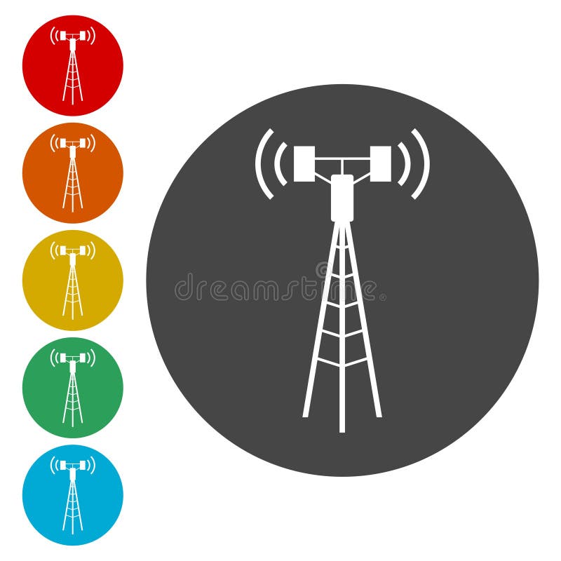 Communication Antenna Tower Icons Set Stock Vector Illustration Of