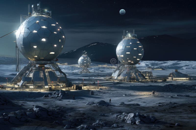 Communication Array for Connecting Lunar Base To Earth Stock ...