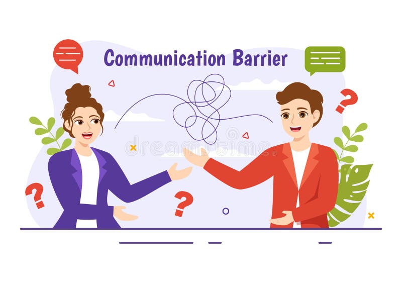 Communication Barrier Vector Illustration with Bad Communications ...