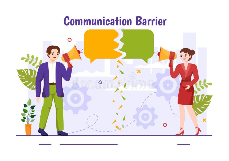 Communication Barrier Vector Illustration with Bad Communications ...