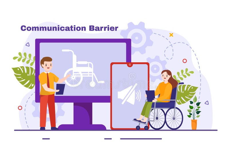 Communication Barrier Vector Illustration with Bad Communications ...