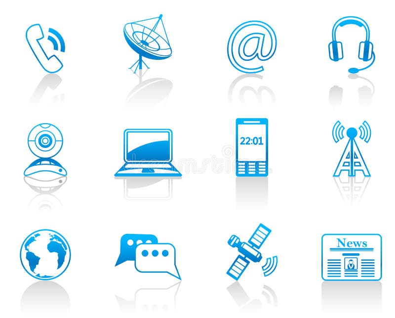 Communication Blue Icon Set Stock Vector - Illustration of planet ...