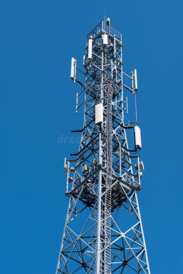 Sky Blue Broadcasting Tower Stock Photo - Image of telecommunications ...