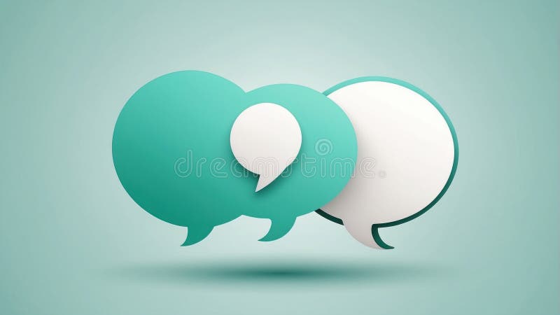 Communication Bubbles: Interlocking Speech Icons in Teal and White for ...