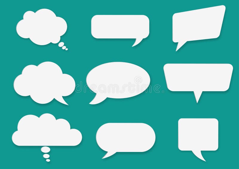 Communication Bubbles in Paper Style on the Green Background. Speech ...