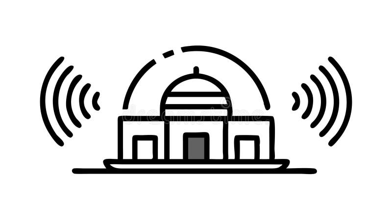 Communication Building Outline: Network Broadcasting Hub, Vector Design ...