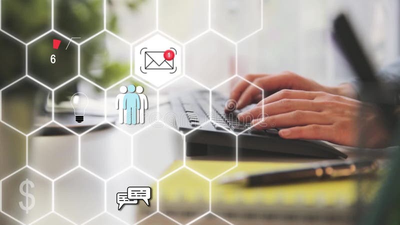 Communication and Business Technology Concept. with Animated Info ...