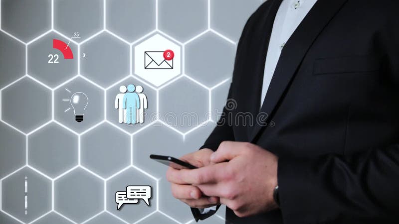 Communication and Business Technology Concept . with Animated Info ...