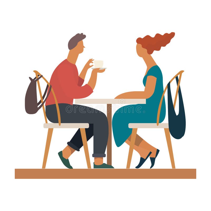 Communication in a Cafe on a White Background. Vector Illustration ...