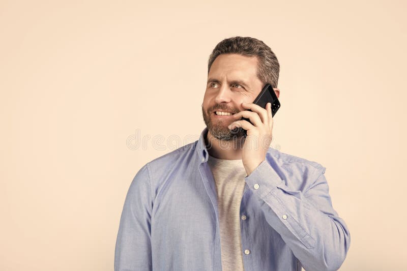 Communication Call of Happy Man. Having Communication Call Stock Photo ...