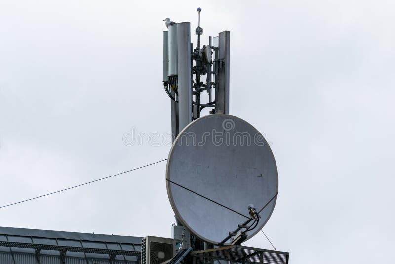 Communication Center on the Roof of the Building. Cellular Transmitters ...
