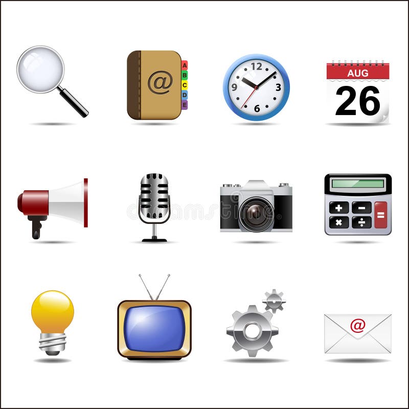 Communication Channels and Social Media Icon Set Stock Vector ...
