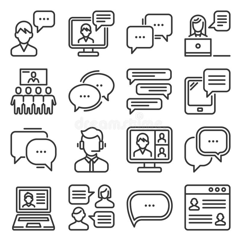 Communication, Chat and Speech Bubble Icons Set. Vector Stock Vector ...