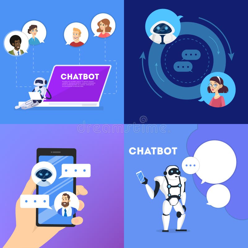 Communication with a Chatbot Concept. Customer Service Stock Vector ...
