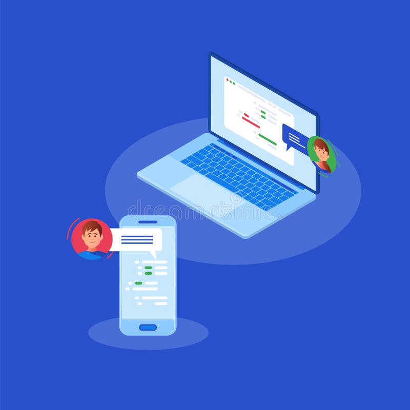 Communication, Chatting. Isometrics Flat Style. Stock Vector ...