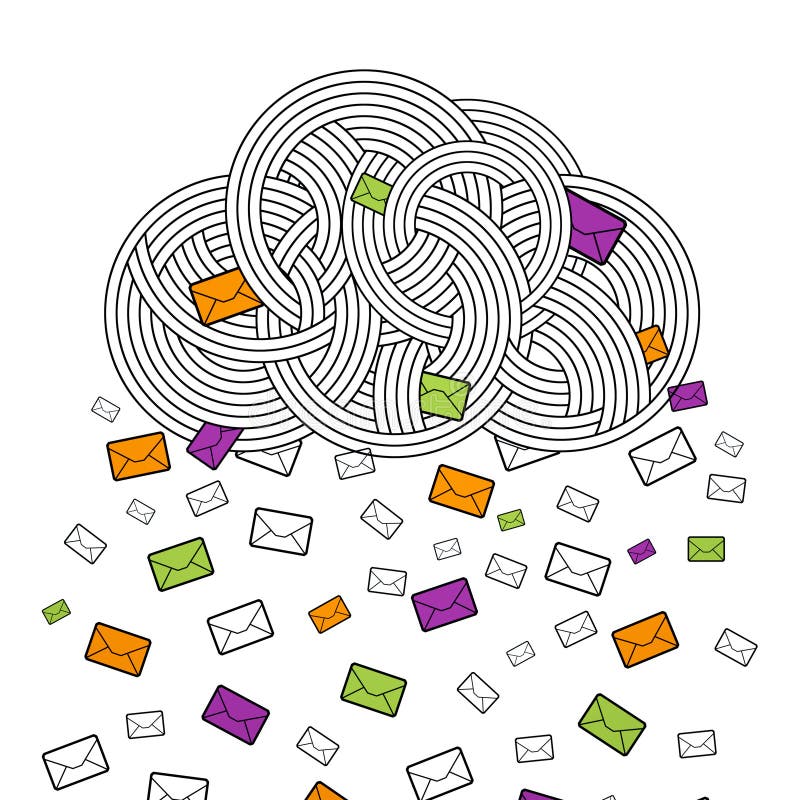 Communication Cloud Drawing Stock Illustration - Illustration of ...