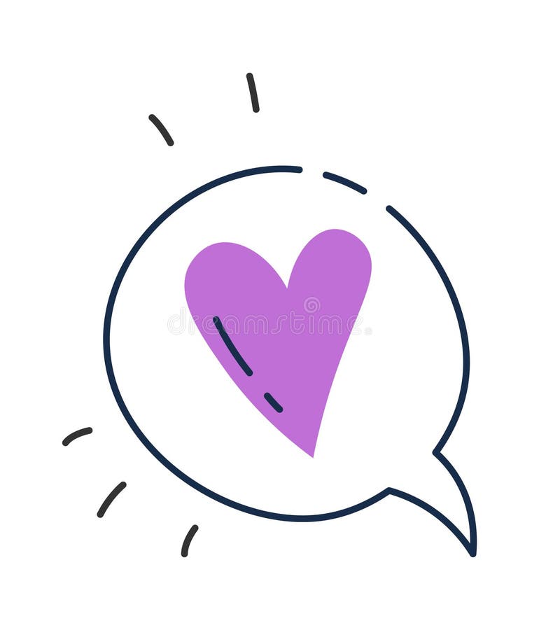 Communication Cloud with Heart Symbol Flat Icon Greeting and Invitation ...