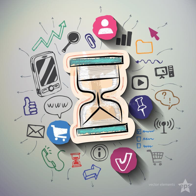 Hourglass Collage Icons Background Stock Illustrations – 5 Hourglass ...