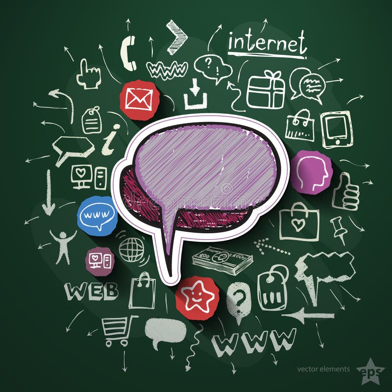Communication Collage with Icons Background Stock Vector - Illustration ...
