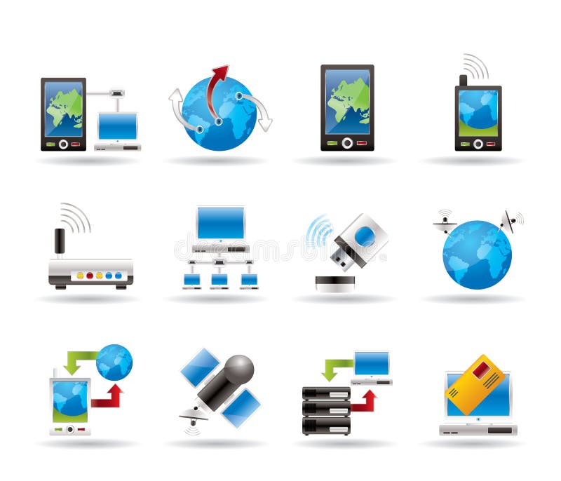 Wireless and Communication Technology Icons Stock Vector - Illustration ... Wireless and Communication Technology Icons Stock Vector - Illustration ...