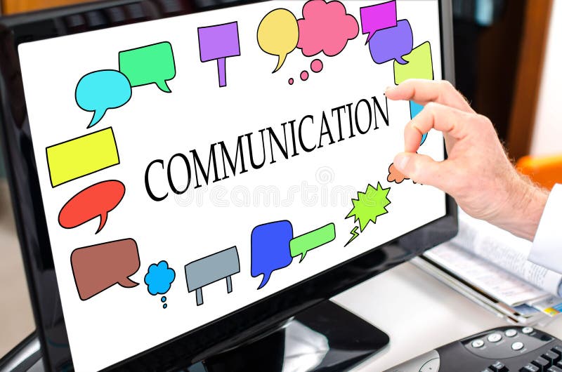 Communication Concept on a Computer Monitor Stock Photo - Image of ...