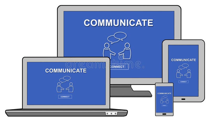 Communication Concept on Different Devices Stock Illustration ...