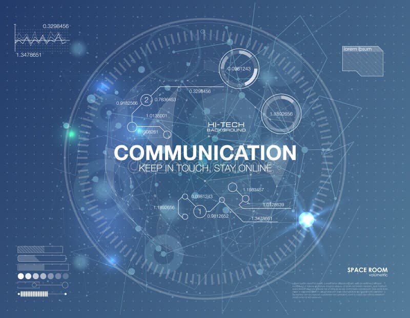 Communication Concept in HUD Style. the Word `communication` HUD Design ...