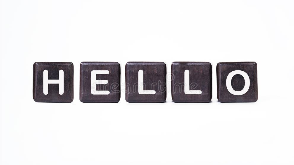 Communication Concept, Introduction. HELLO Word on Dark Cubes on a ...