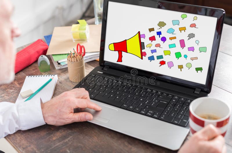 Communication Concept on a Laptop Screen Stock Photo - Image of dialog ...